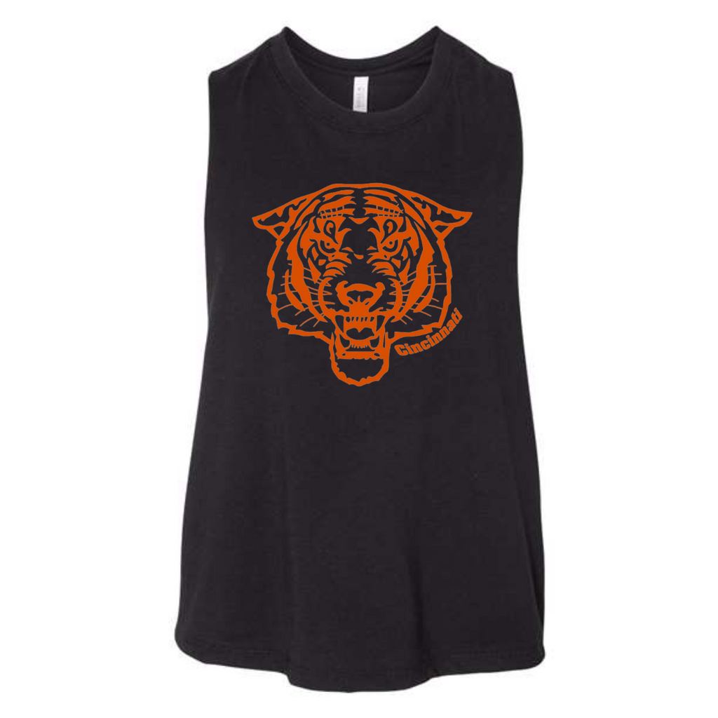 Cincinnati Fierce Tiger Cropped Muscle Tank on Black – Lemons and Limes ...