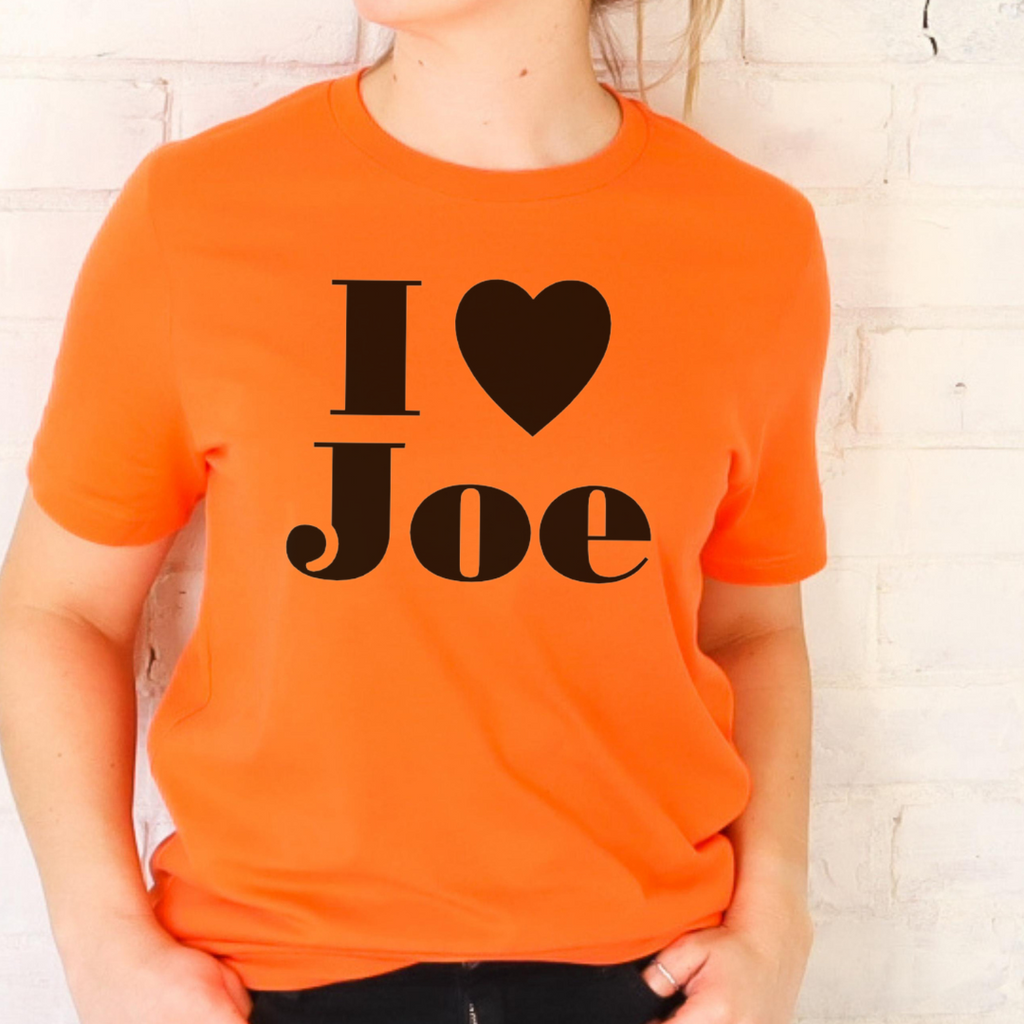 I Heart Joe T-Shirt on Orange – Lemons and Limes Boutique