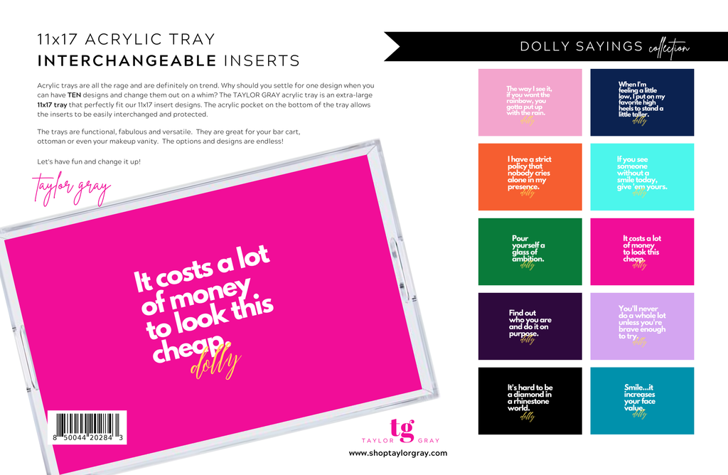 Acrylic Tray Dolly Sayings Insert Set of 10 – Lemons and Limes Boutique