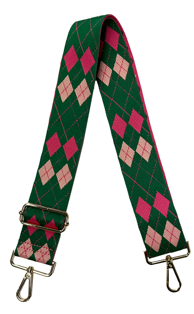 Argyle Bag Strap Green and Pink by Ahdorned – Lemons and Limes Boutique